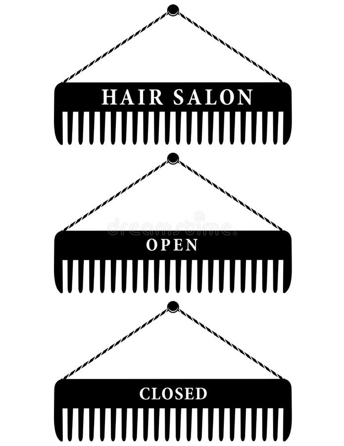 Open and Closed Hair Salon Sign with Scissors and Stock Vector ...