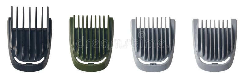 Set of Hair Trimmer Combs or Guards Isolated Stock Photo - Image of ...
