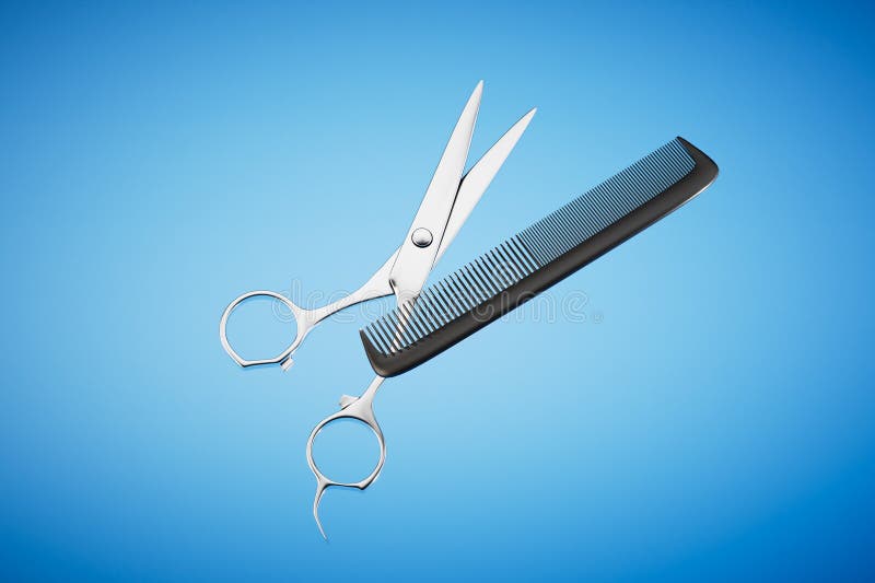 Set for Haircut in a Barbershop. Comb and Scissors for Cutting on a ...