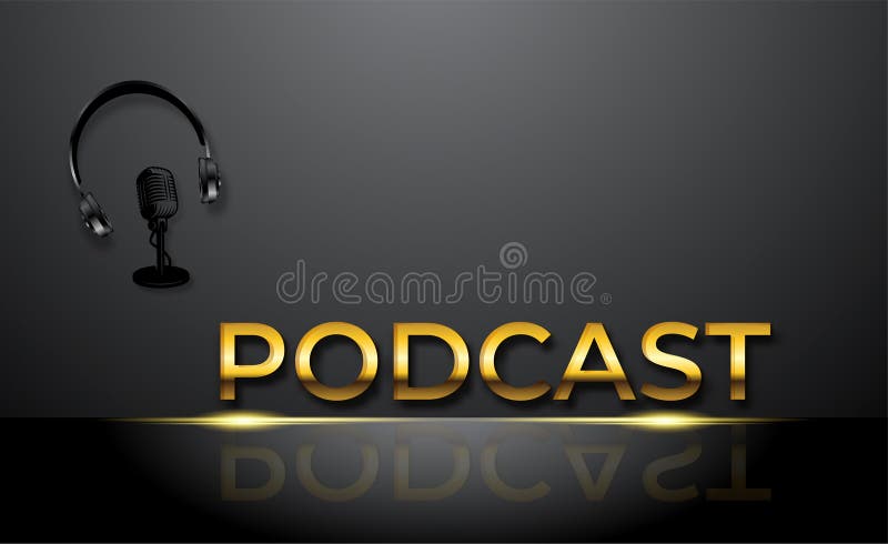 Luxury Gold Podcast Logo on Dark Background Stock Illustration ...