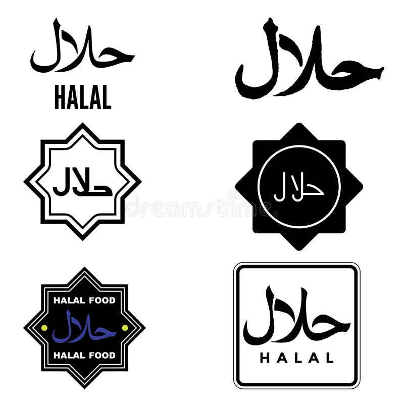 A set of Halal logos stock illustration. Illustration of drawing ...