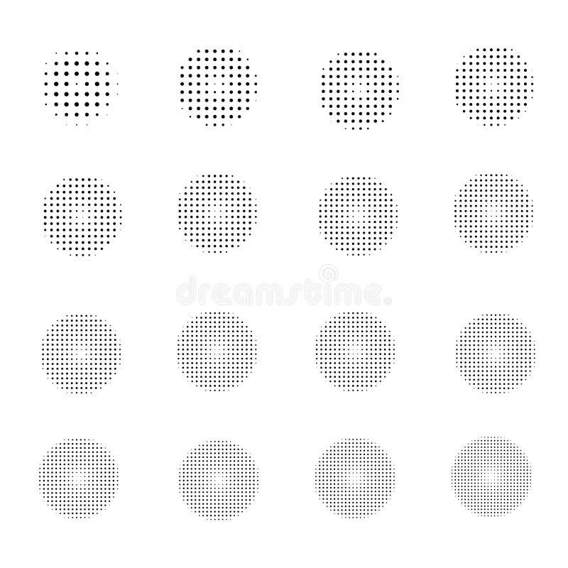Set of Halftone Circles on White Background.Collection of Halftone ...
