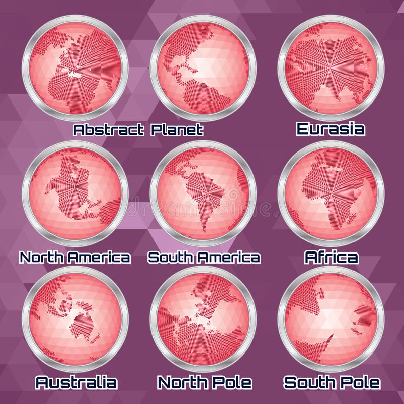 Set of Halftone Continents for Design Stock Vector - Illustration of ...