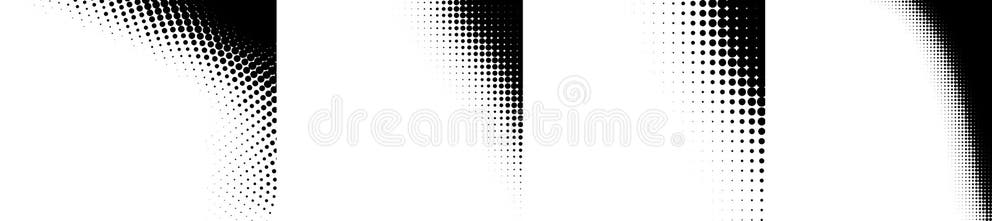 Set of Halftone Curve Corners. Dot Backgrounds. Half Tone Textures ...