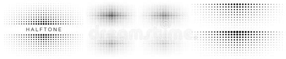 Set of Halftone Dots Curved Gradient Pattern Textures Background. Curve ...