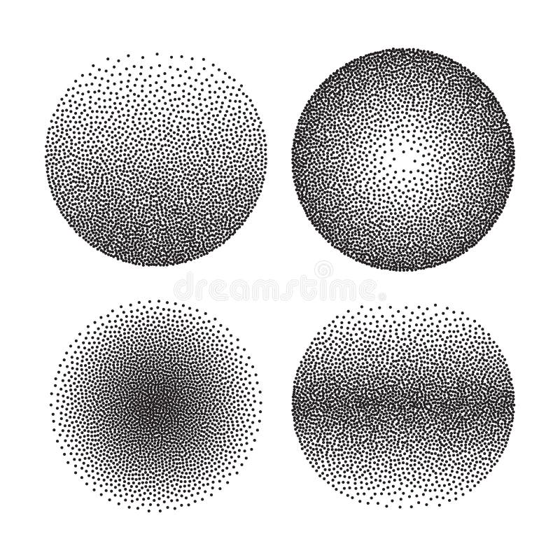 Set of Halftone Dots Vector Circle Shapes. Abstract Dotted Stippling ...