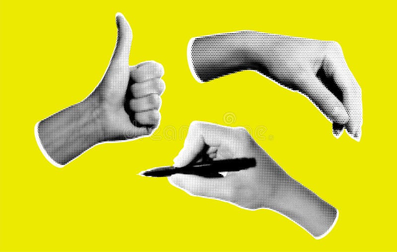 Set of Halftone Images of Hands. Pop Art Retro Style Illustration Stock ... Set of Halftone Images of Hands. Pop Art Retro Style Illustration Stock ...