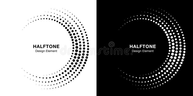 Halftone Incomplete Circle Frame Dots Logo. Half Circle Border Icon ...