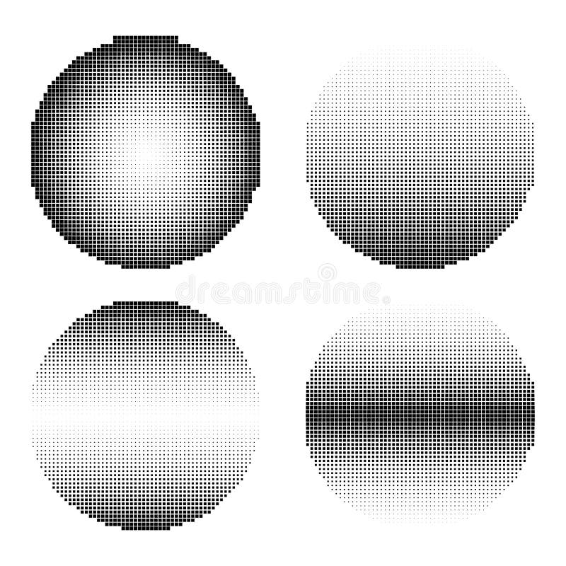 Set of Halftone Squares Vector Circle Shapes. Abstract Gradient Shapes ...
