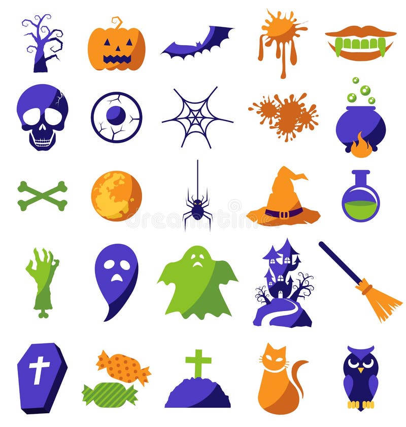 Set of Halloween icons stock vector. Illustration of scary - 60039412