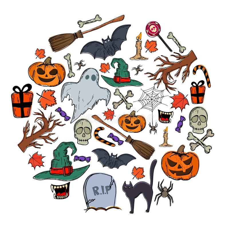 Set of Halloween icons stock vector. Illustration of ghost - 78517244