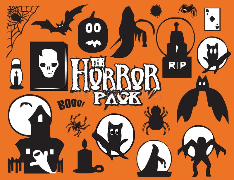 Set of Halloween Labels and Elements. Vector Horror Set Illustration ...