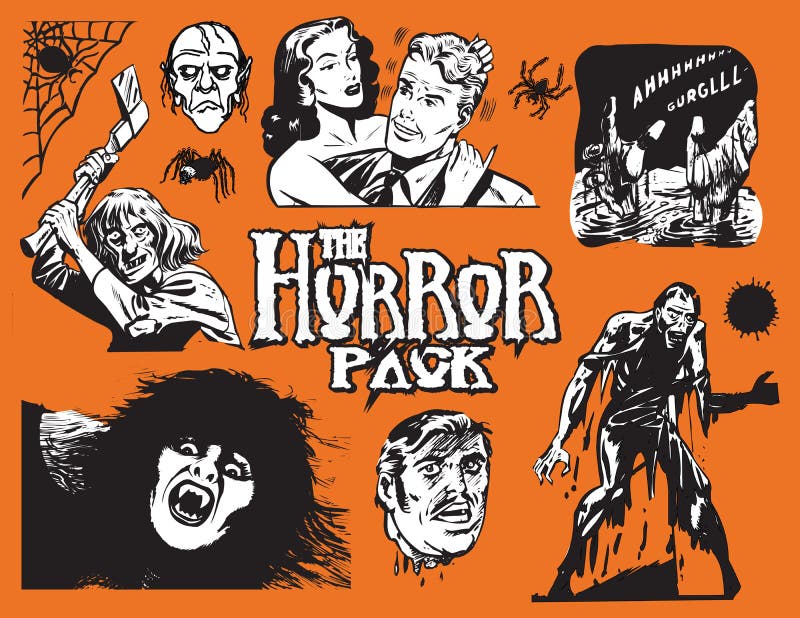 Set of Halloween Labels and Elements. Vector Horror Set Illustration ...