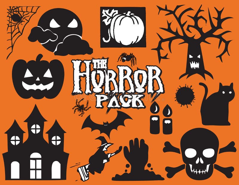 Set of Halloween Labels and Elements. Vector Scary Set Illustration ...