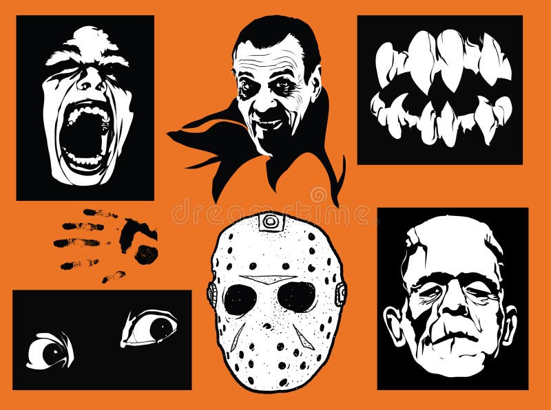 Set of Halloween Labels and Elements. Vector Horror Set Illustration ...