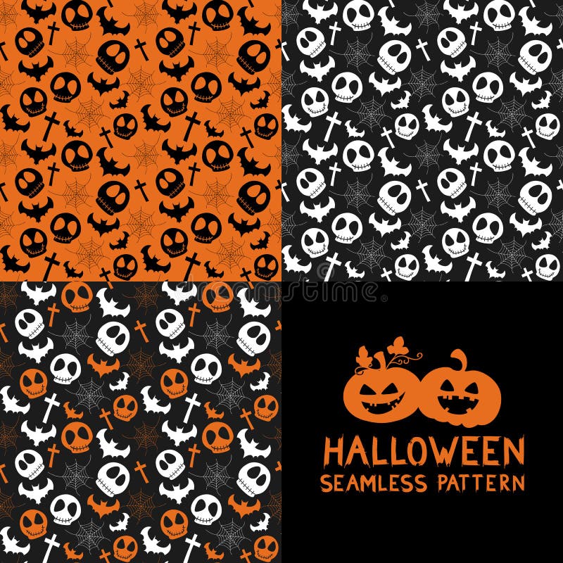 Set of Halloween Seamless Patterns. Stock Vector - Illustration of ...