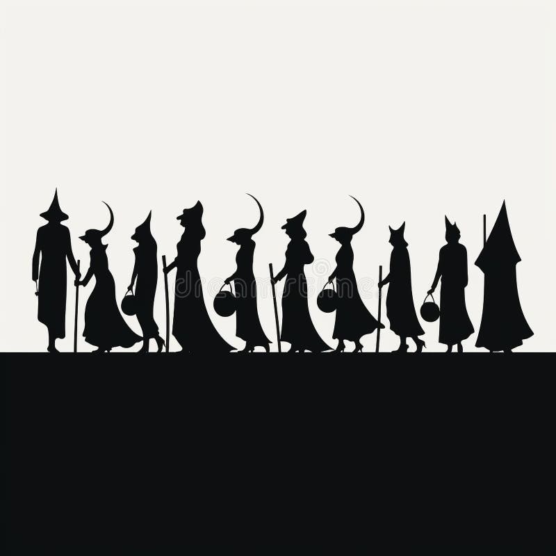 Set of Halloween Silhouettes Icons and Characters. Vector Illustration ...