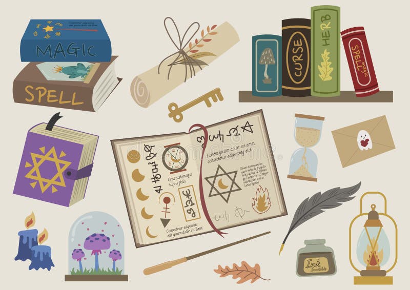 Halloween Witch Magic Books Stock Vector - Illustration of scripture ...