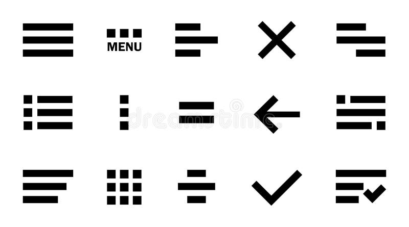 Set of Hamburger Menu Flat Icons. Vector Illustration Stock Vector ...