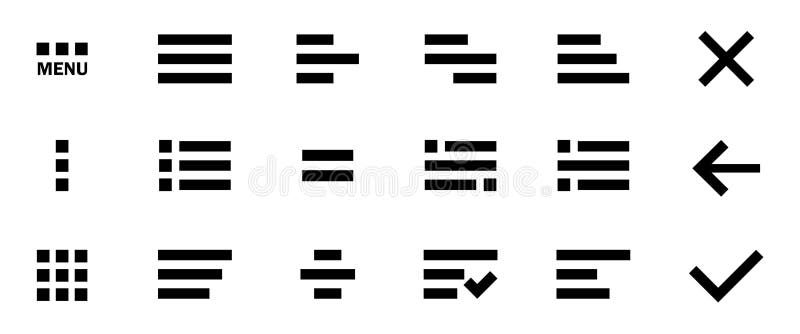 Set of Hamburger Menu Flat Icons. Vector Illustration Stock Vector ...