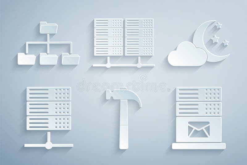 Set Hammer, Cloud with Moon and Stars, Server, Data, Web Hosting, Mail ... Set Hammer, Cloud with Moon and Stars, Server, Data, Web Hosting, Mail ...