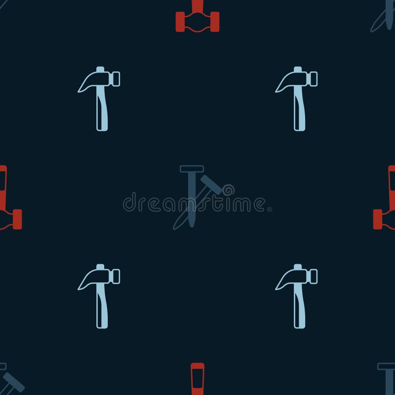 Set Hammer, Metallic Nails and on Seamless Pattern. Vector Stock Vector ...