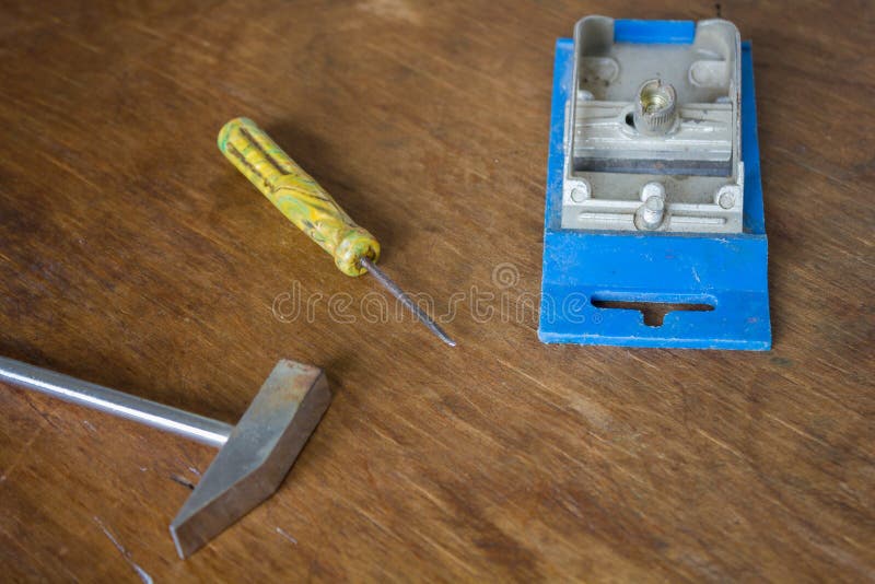 Set of Hammer Screwdriver and Plane Stock Photo - Image of black ...