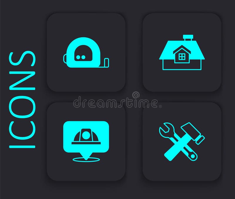 Set Hammer and Wrench Spanner, Roulette Construction, House and Worker ...