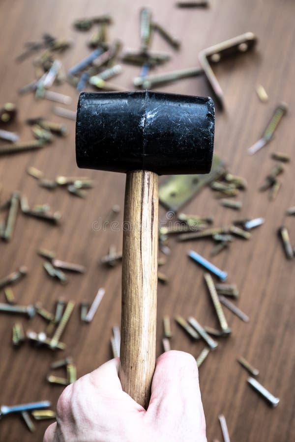 A Set of Hammers with Some Nails and Screws Stock Photo - Image of ...