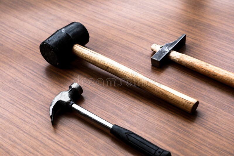 A Set of Hammers with Some Nails and Screws Stock Photo - Image of ...