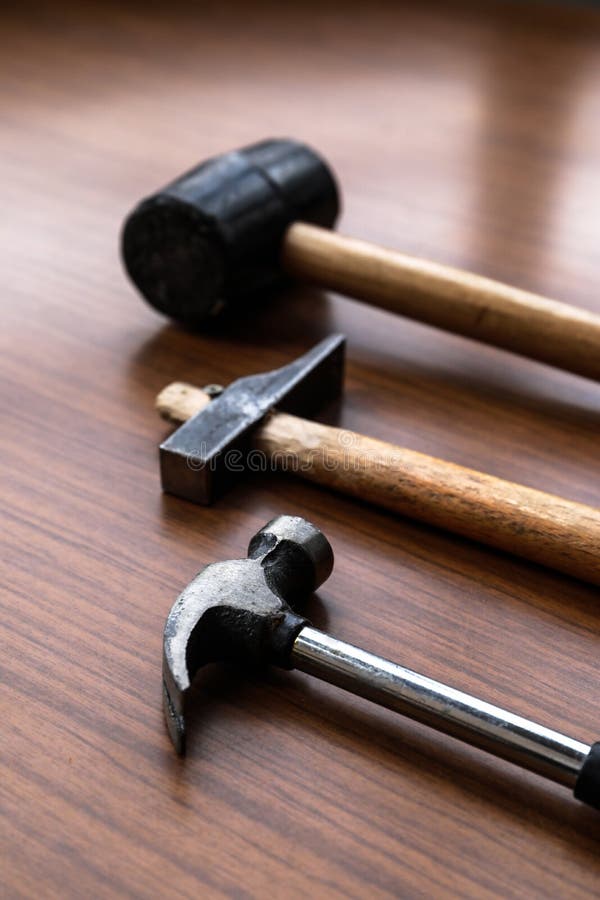 A Set of Hammers with Some Nails and Screws Stock Image - Image of ...