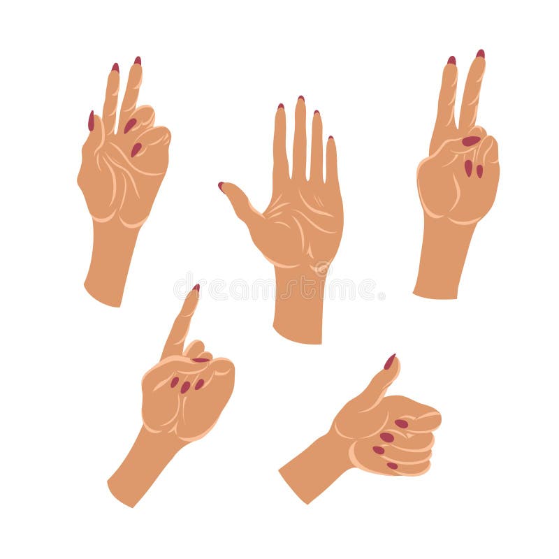 Set of Communicative Hand Gestures. Collection of Communication Signs ...