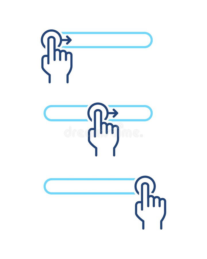 Hand Button Switch Line Icons. on, Off Toggle Slider Flat UI Control ...
