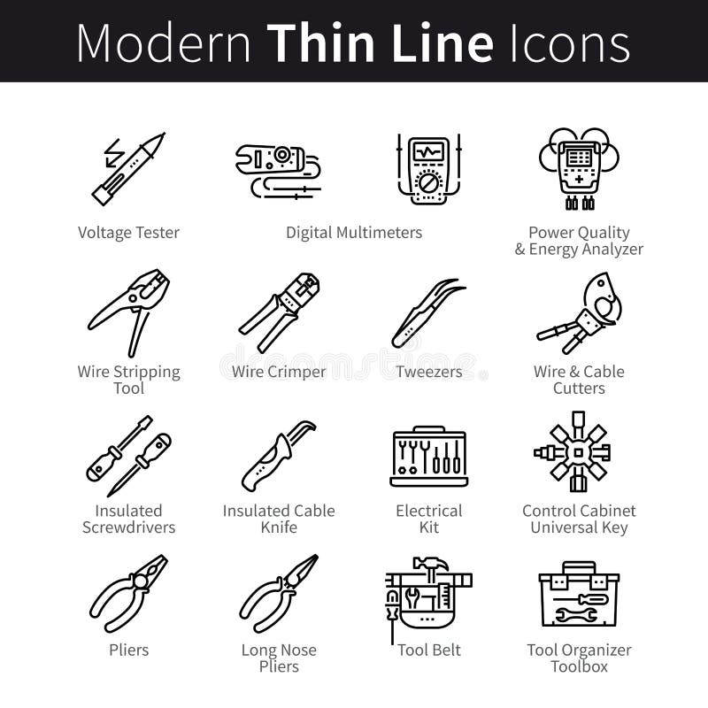 Set of Hand and Digital Electric Engineer Tools Stock Vector ...
