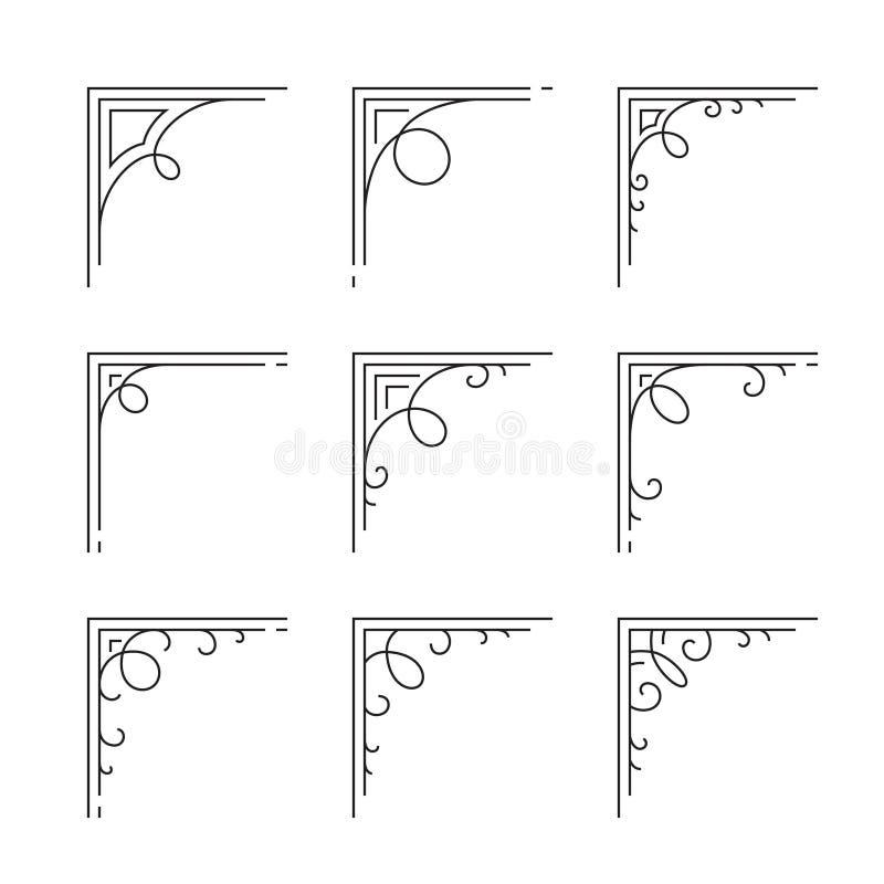 Set Hand Draw of Corners Different Stock Vector - Illustration of ...