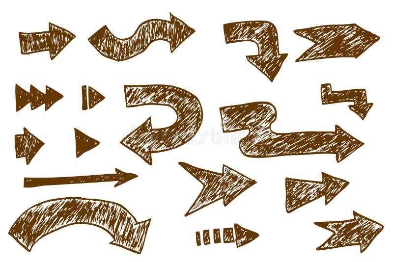 Set of Hand Draw Sketch of Arrow Stock Vector - Illustration of path ...