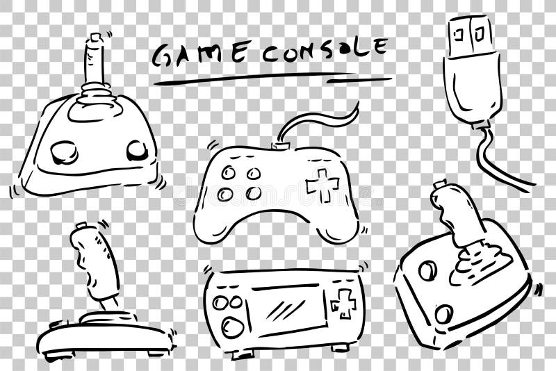 Set of Hand Draw Sketch of Game Console Stock Vector - Illustration of ...
