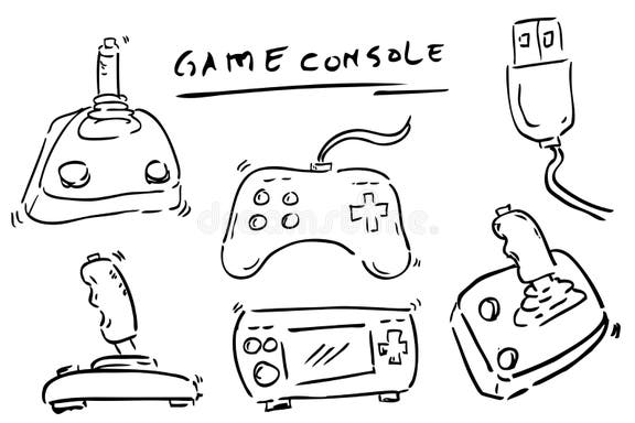 Set of Hand Draw Sketch of Game Console Stock Vector - Illustration of ...