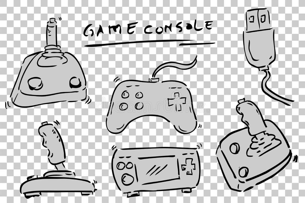 Set of Hand Draw Sketch of Game Console Stock Vector - Illustration of ...