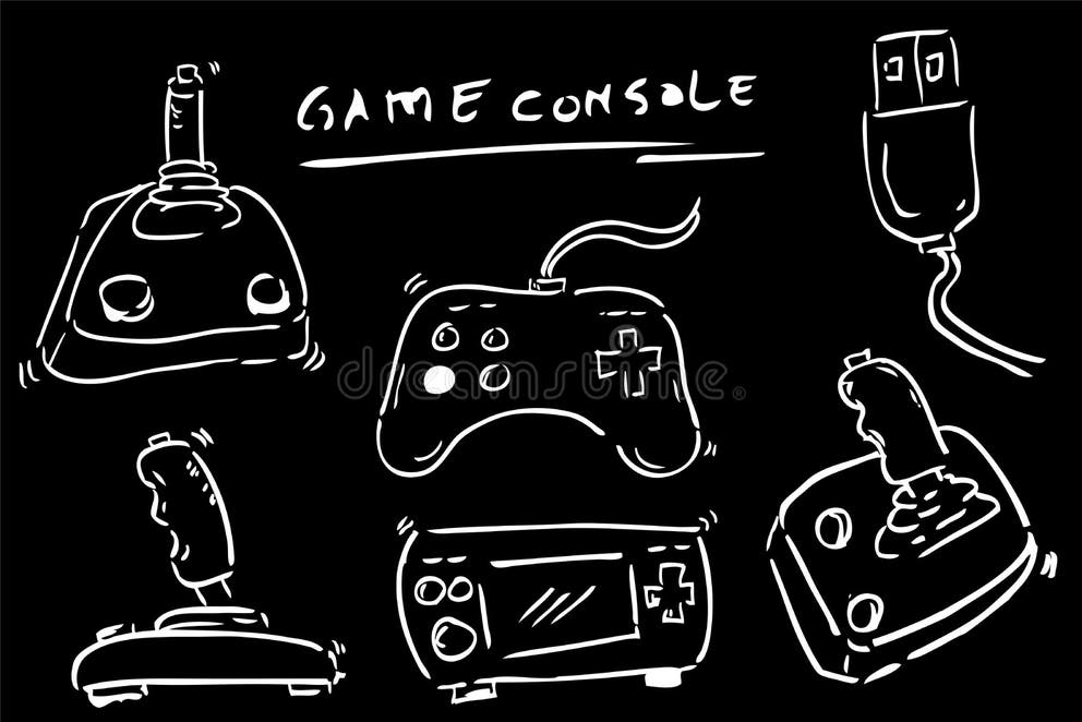 Set of Hand Draw Sketch of Game Console Stock Vector - Illustration of ...
