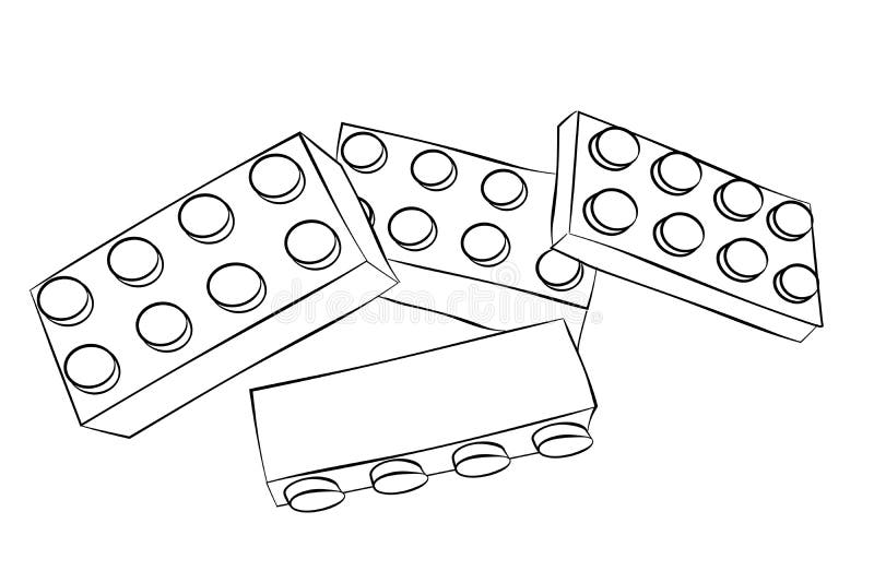 Set of 4 Hand Draw Sketch Vector, Random Position Stack Brick Toys ...