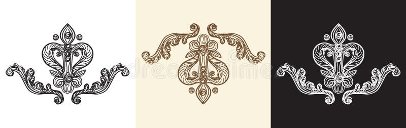 Set of Hand Drawing Baroque Design Element Set Vector Sketch Stock ...