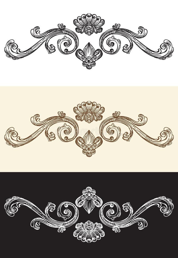 Set of Hand Drawing Baroque Sketch Design Element Set Vector Stock ...