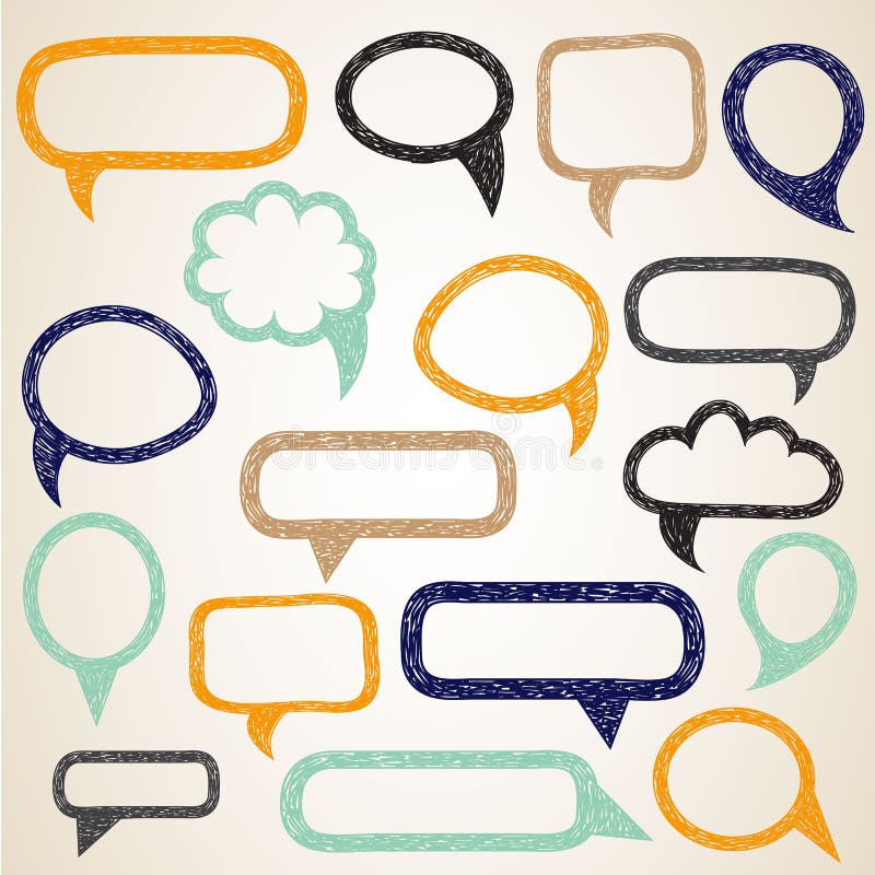 Set of Hand Drawing Bubbles Speech or Bubbles Talk Stock Vector ...