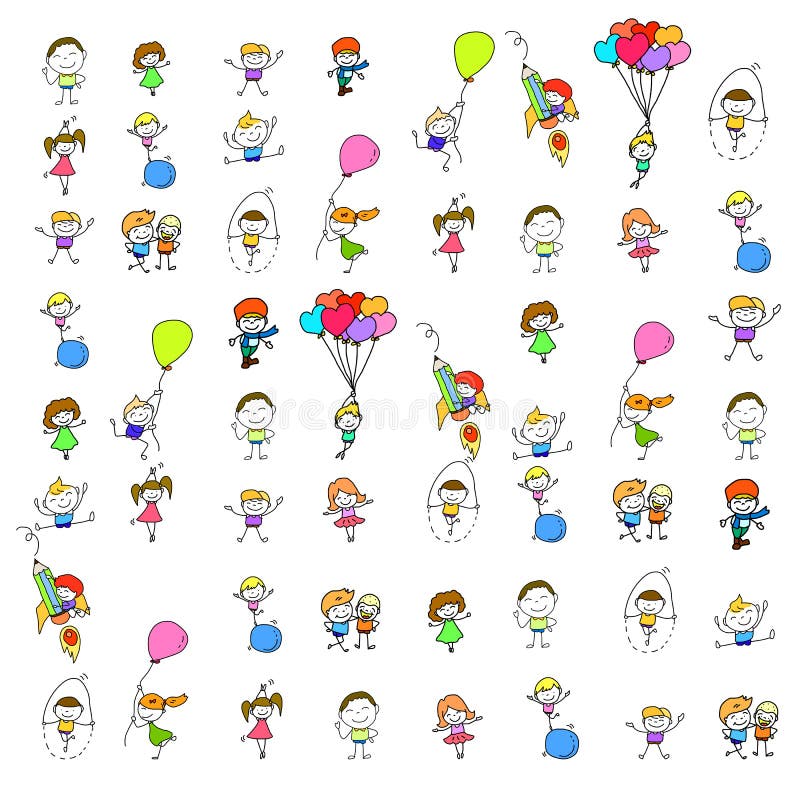 Set Hand Drawing Cartoon Happy Kids Playing Stock Illustrations – 297 ... Set Hand Drawing Cartoon Happy Kids Playing Stock Illustrations – 297 ...