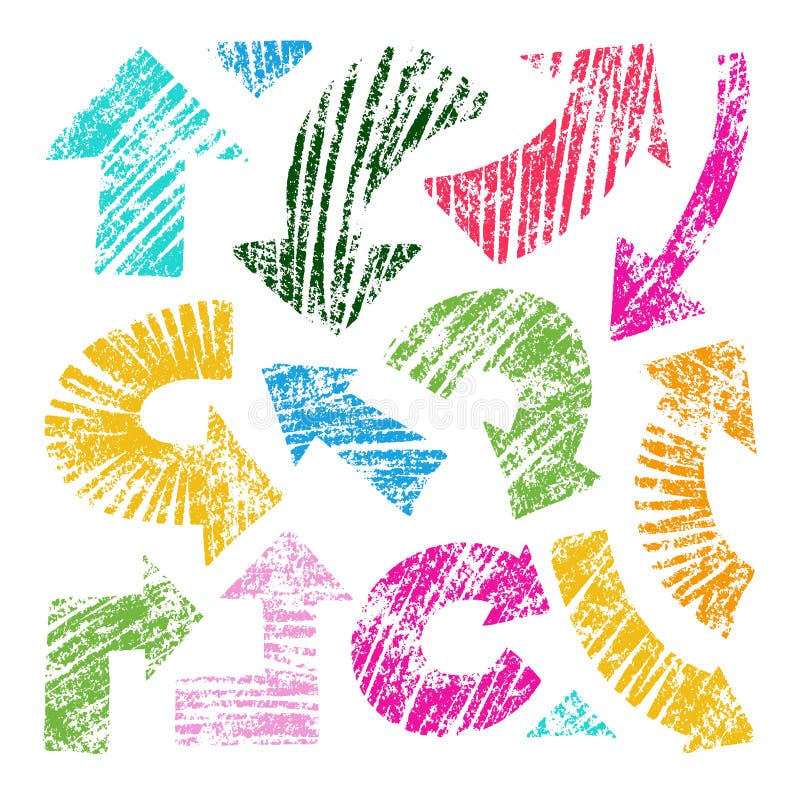 Set of Hand Drawing Comic Bold Arrows. Colorful Hand Drawing Design ...