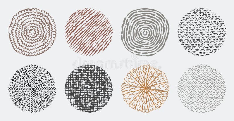 Set of Hand Drawn Abstract Lines and Curves Patterns. Circle Doodle ...
