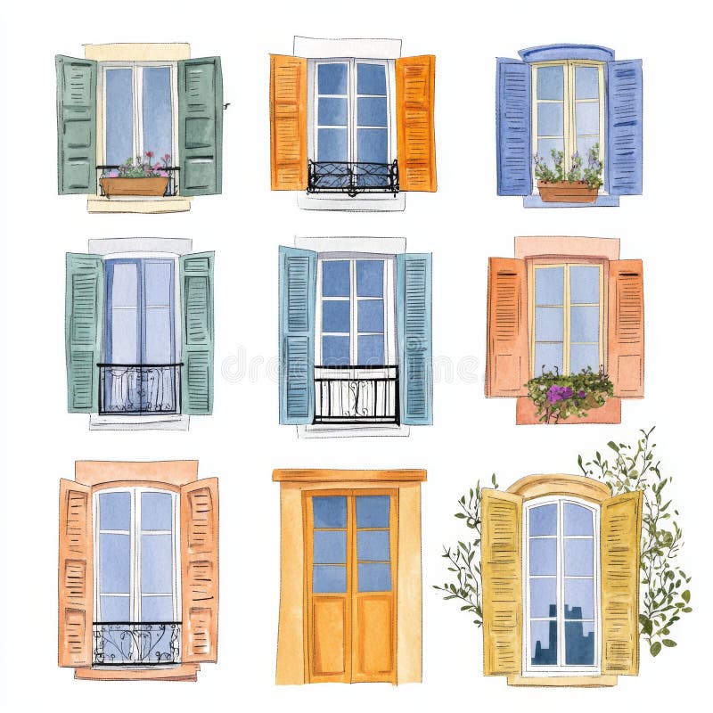 A Set of Hand-drawn Architecture Design Elements for Windows, Along ...