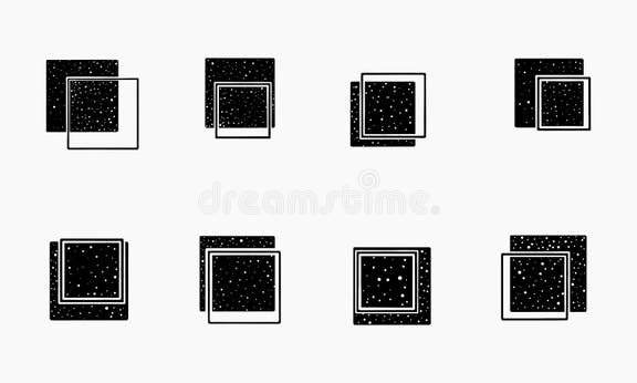 Set of Hand Drawn Arrangement of Black and White Geometric Compositions ...