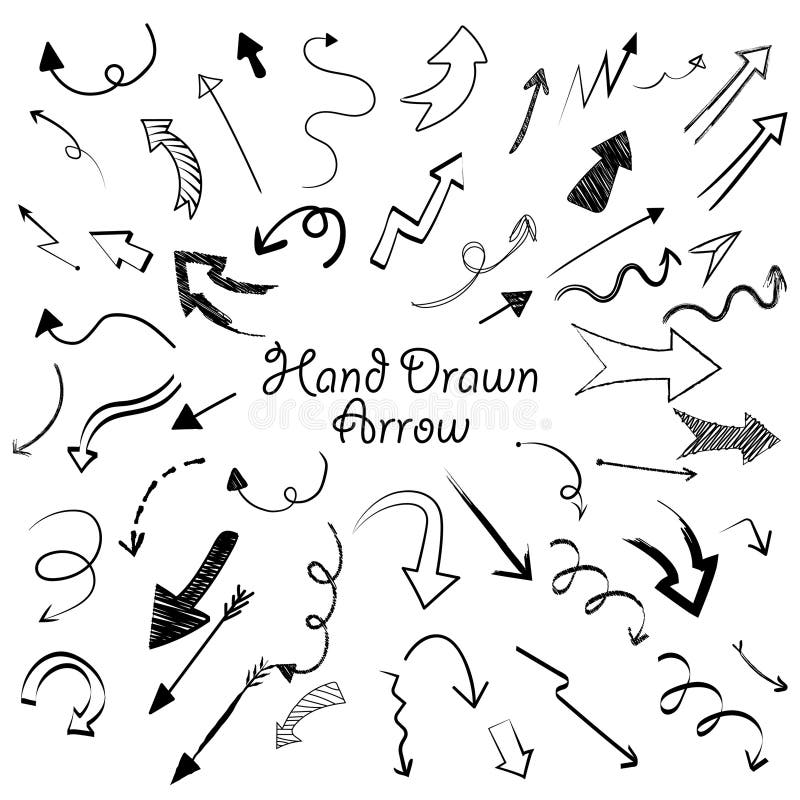 Set of Hand Drawn Arrow Vector. Hand Drawn Arrow Illustration. Hand ...